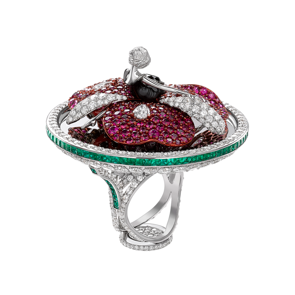 Poppy Ring in 18K White Gold with Precious Stones – Sybarite Jewelry ...