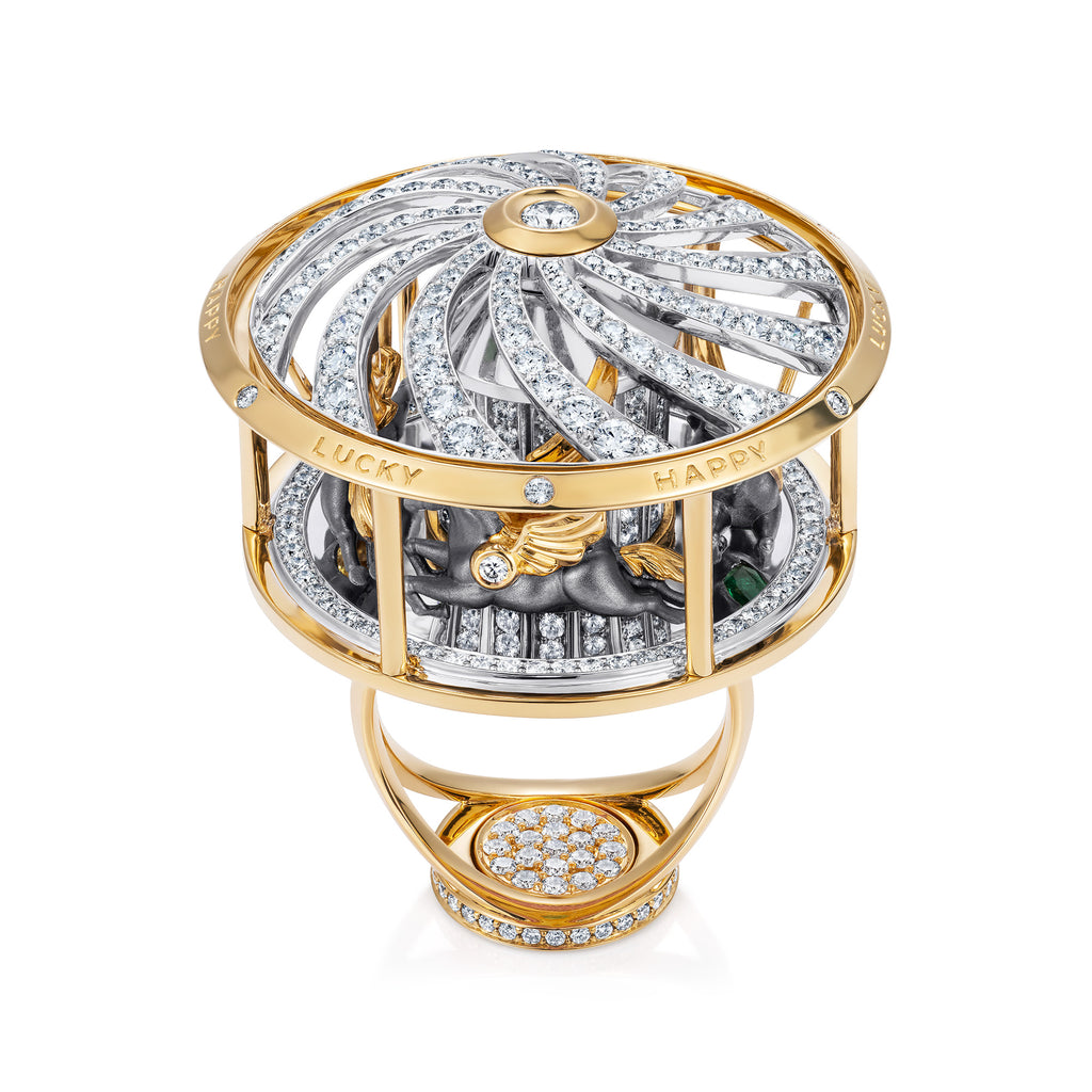 18K Charm Ring in Yellow & White Gold with Diamonds – Sybarite Jewelry ...